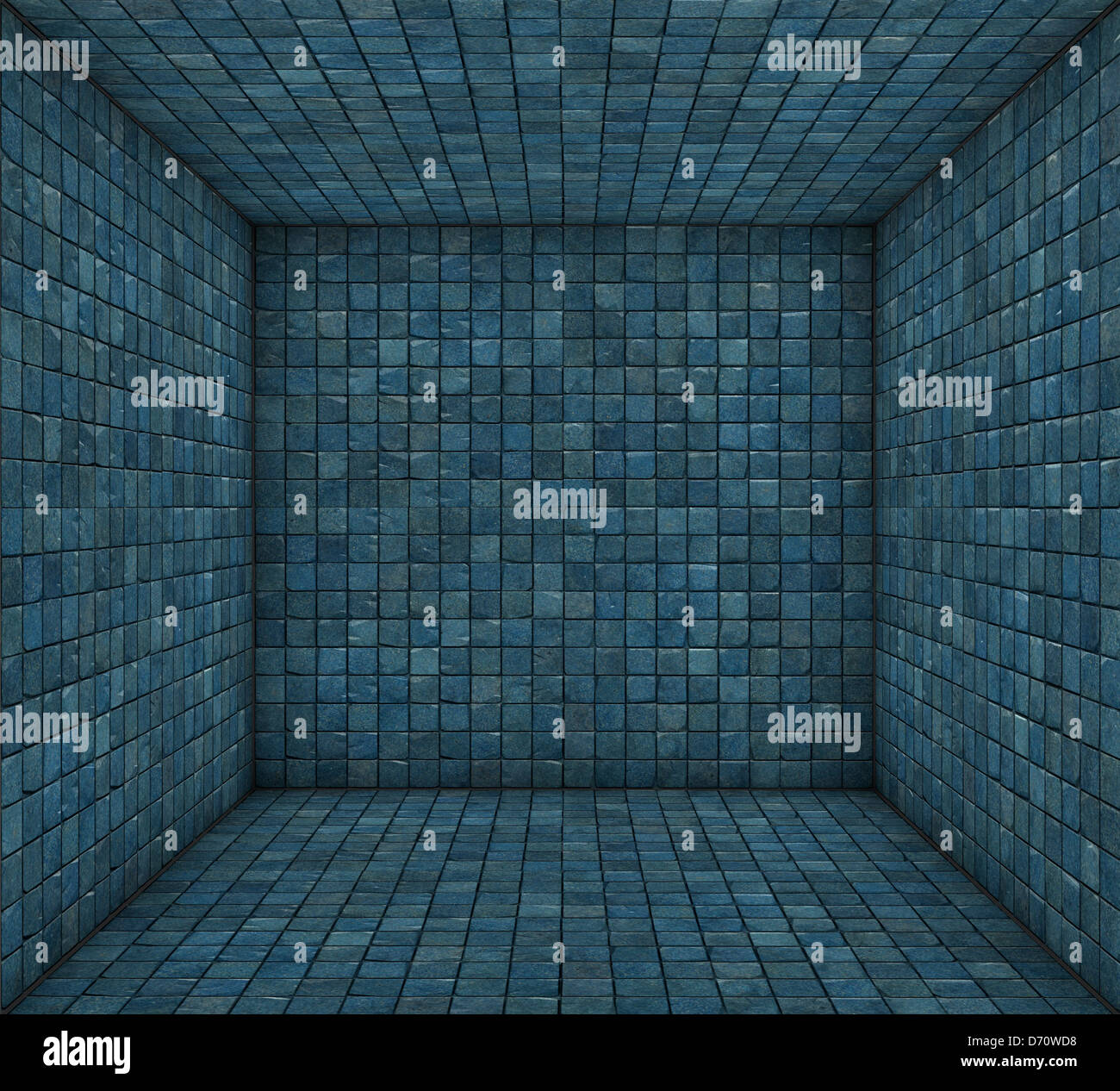 3d blue mosaic square tiled empty space Stock Photo - Alamy