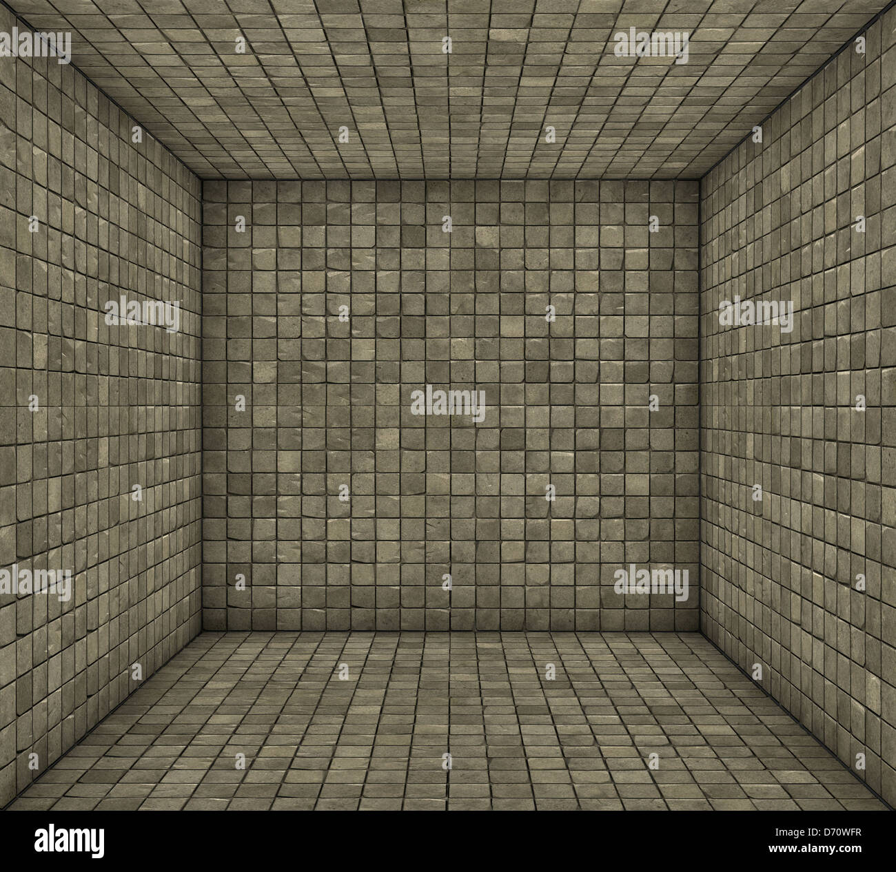 3d beige yellow mosaic square tiled empty space Stock Photo - Alamy