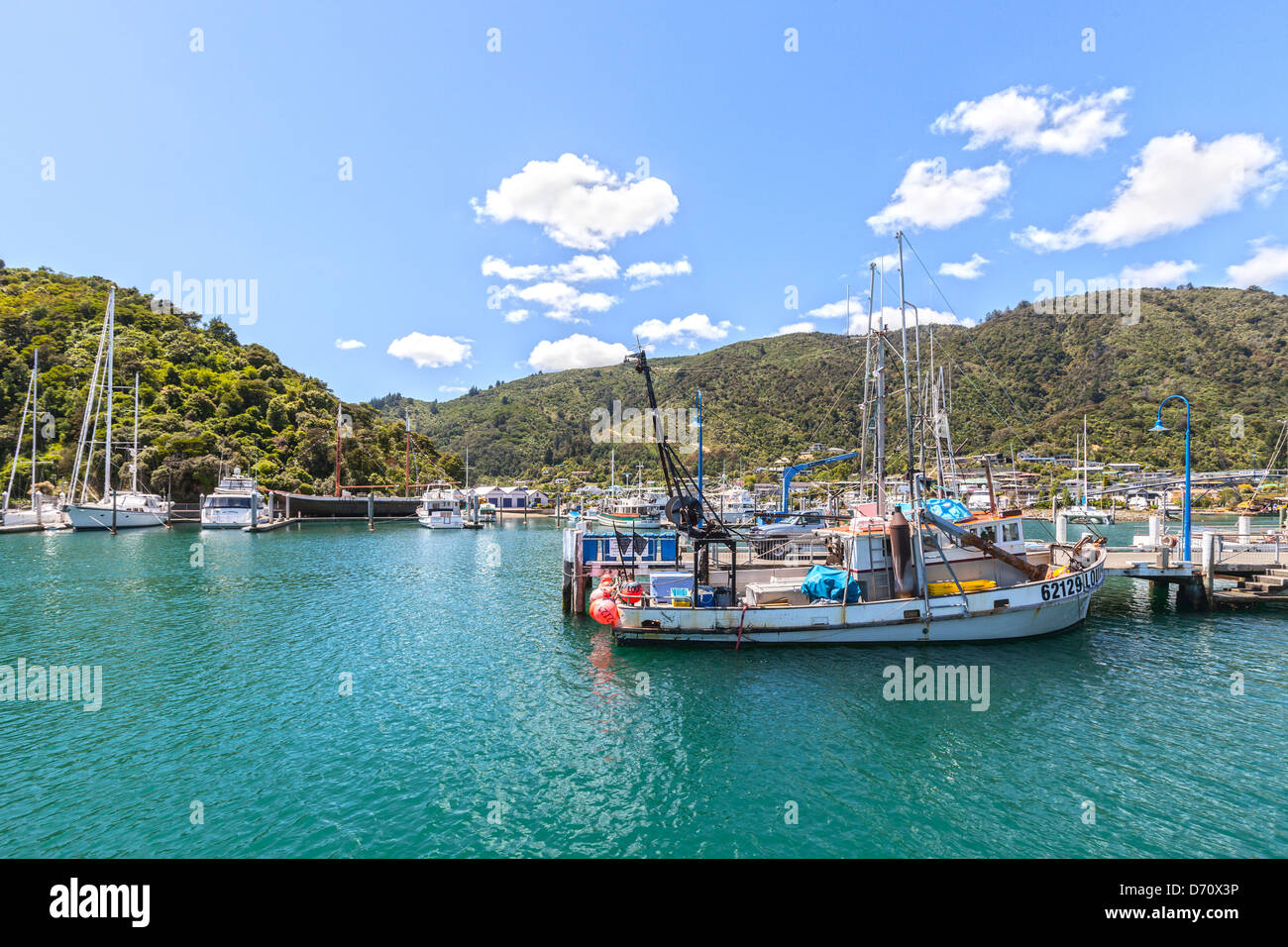 The harbour at Picton, main town of the Marlborough Sounds in New ...
