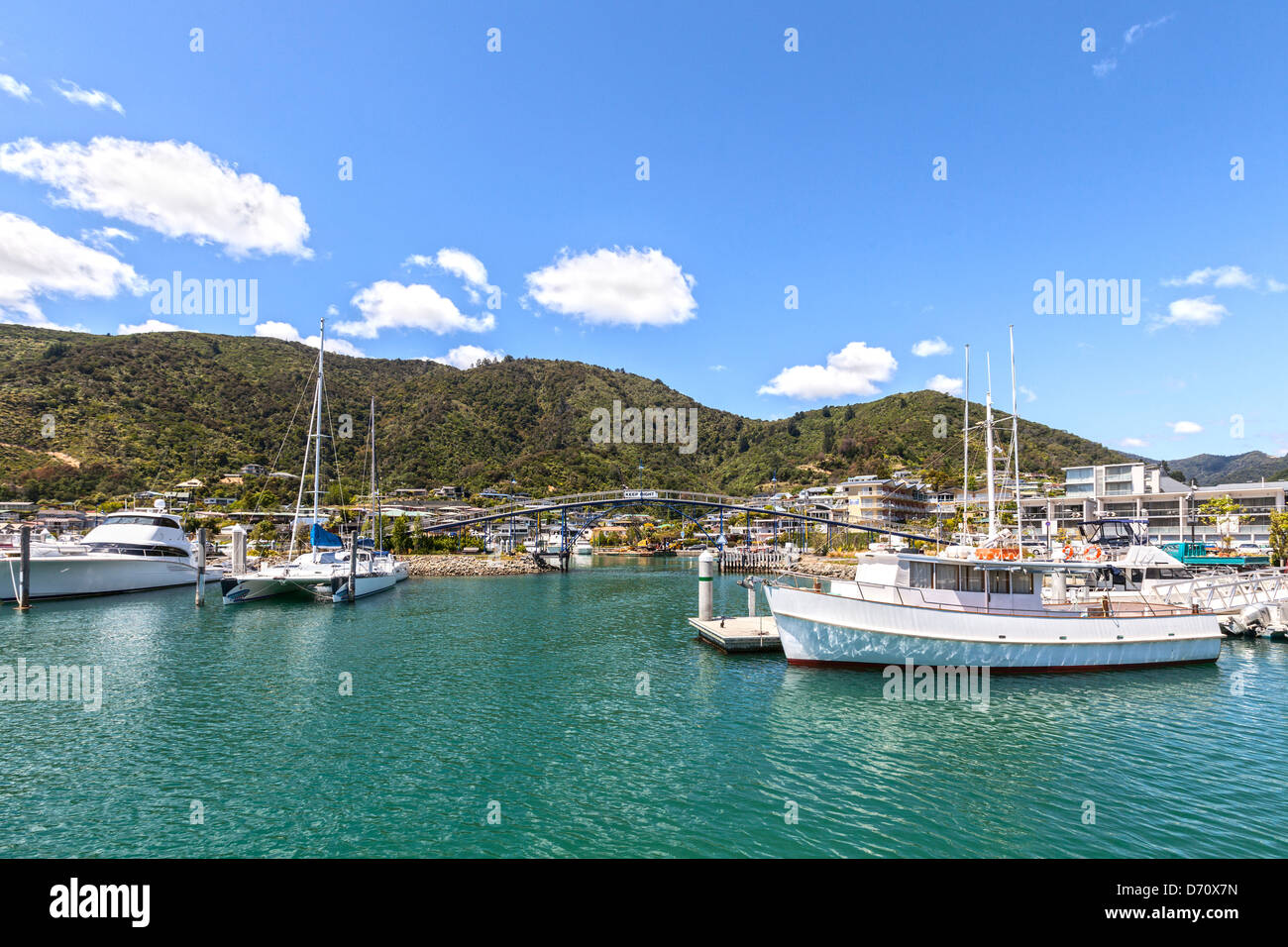 The harbour at Picton, main town of the Marlborough Sounds in New ...