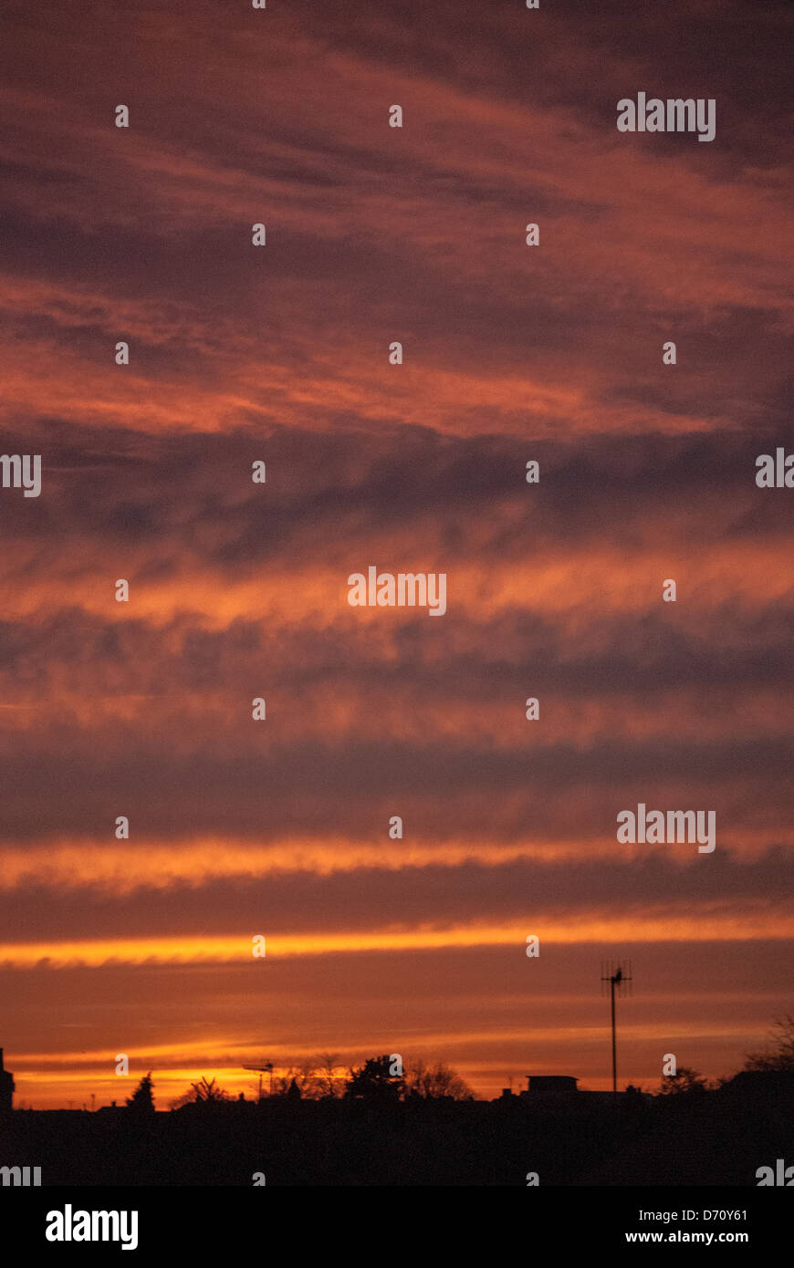 Red Sunset, Clouds, Uk Stock Photo - Alamy