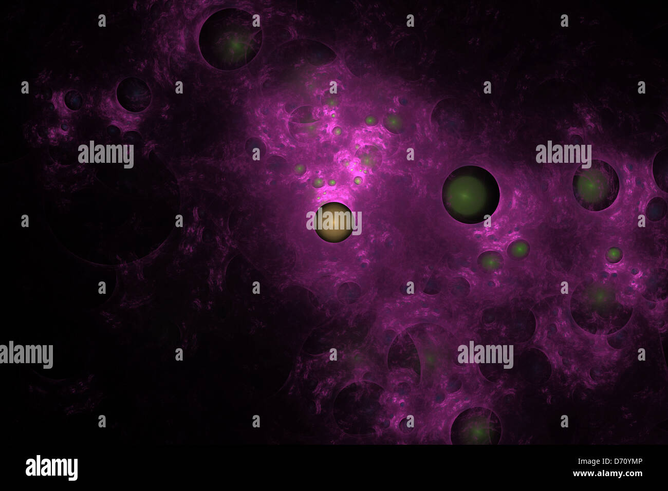 Planets swirling in purple dust clouds in a far away galaxy Stock Photo ...