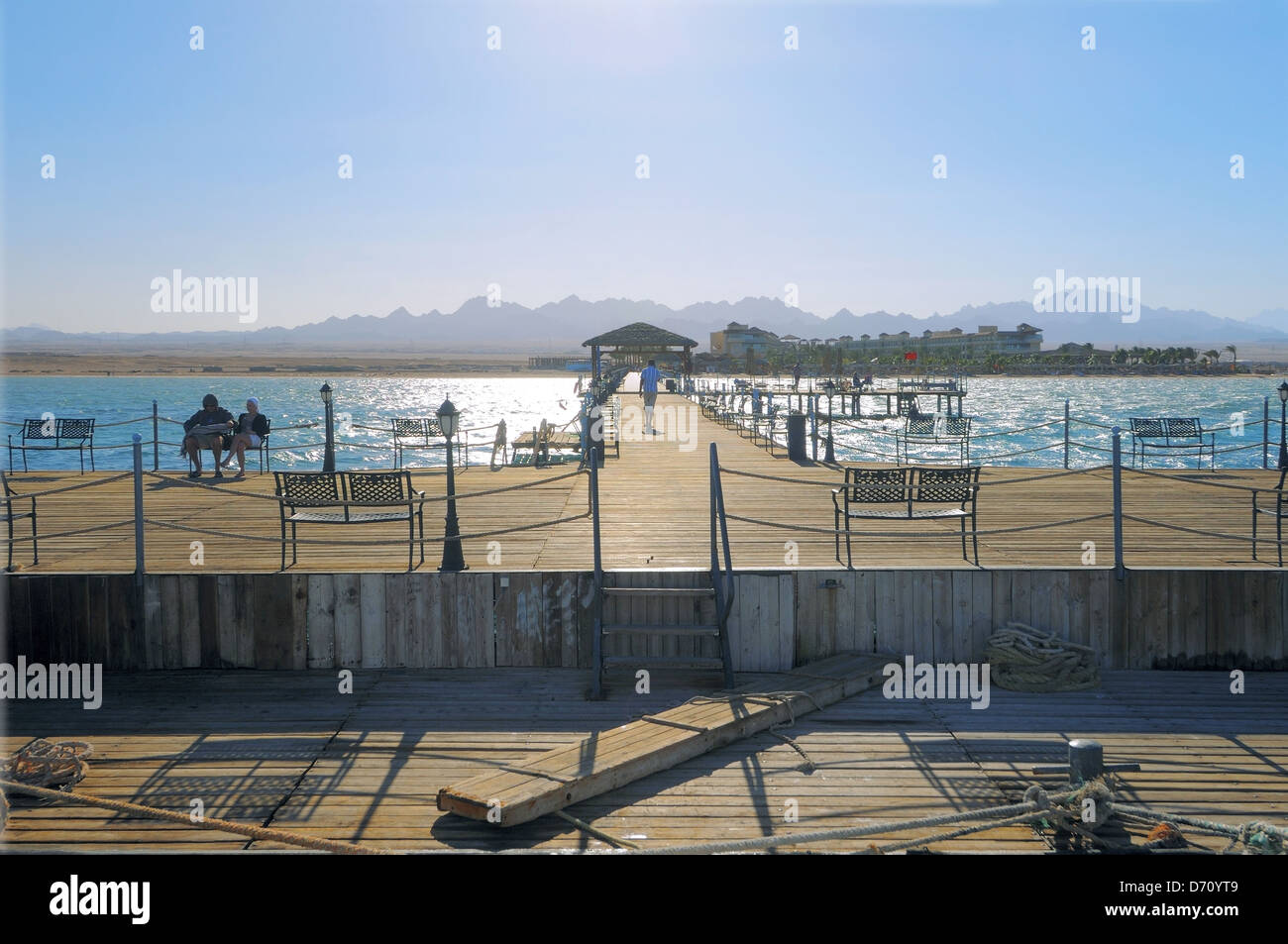 Wooden boat pier, Red Sea, Hurghada, Egypt, Africa Stock Photo - Alamy