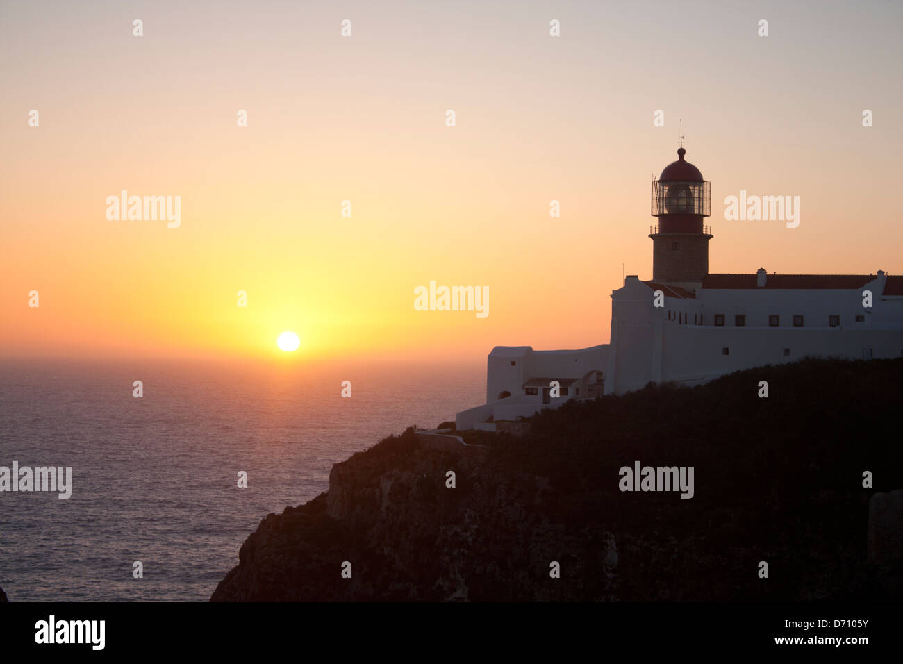 Cape St Vincent Cabo de Sao Vicente lighthouse at sunset Near Sagres ...