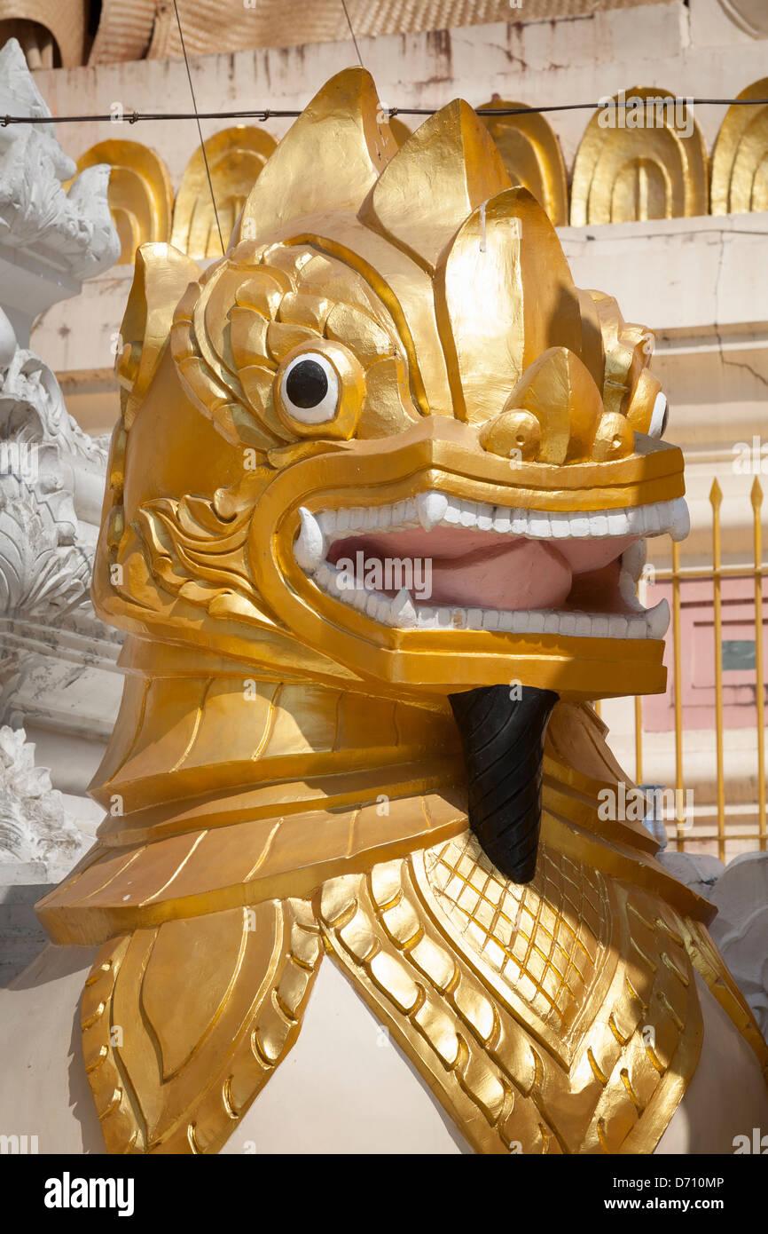 Mythical statue at Shwedagon Pagoda, Yangon, (Rangoon), Myanmar, (Burma ...