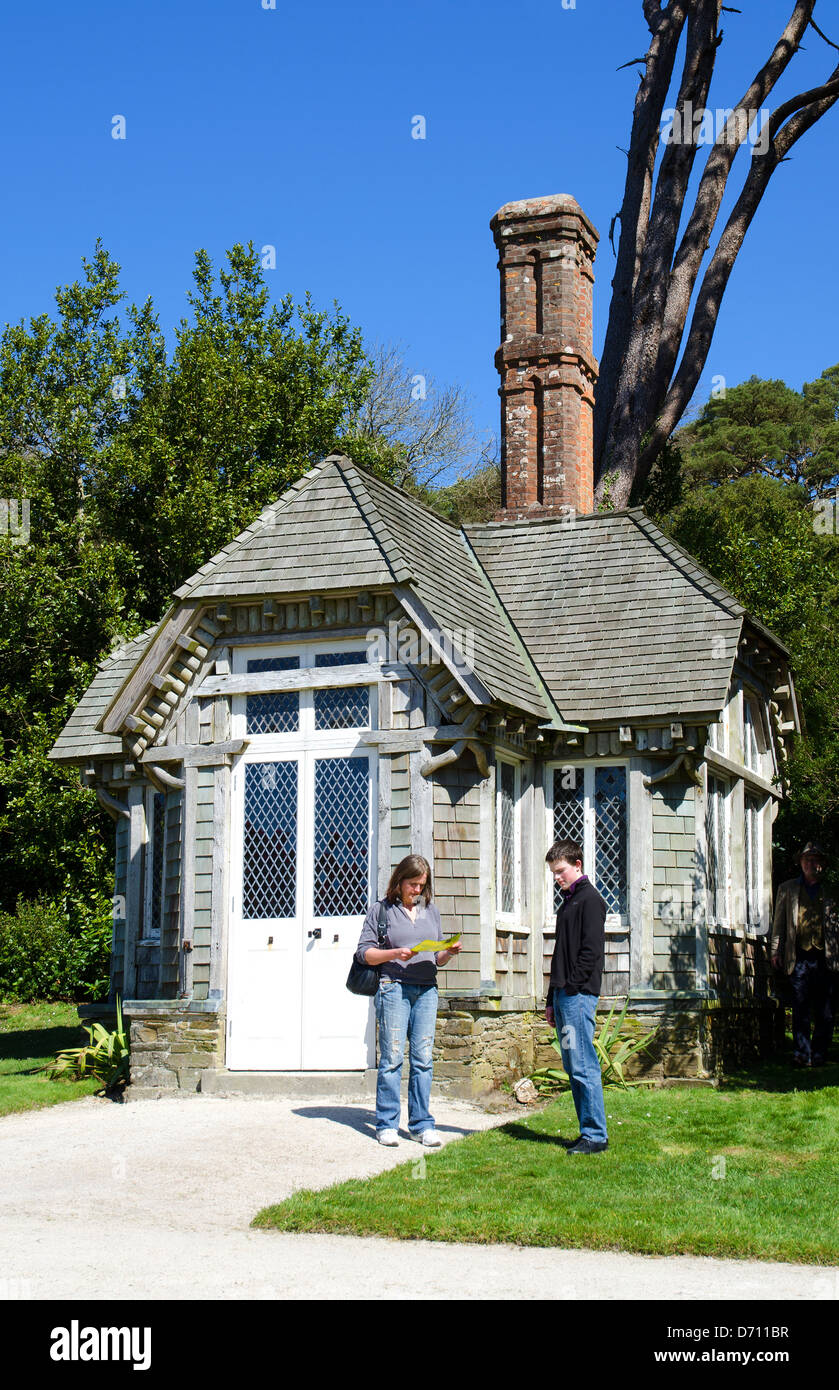 The summer house in the gardens of Tregothnan House in Cornwall, UK ...