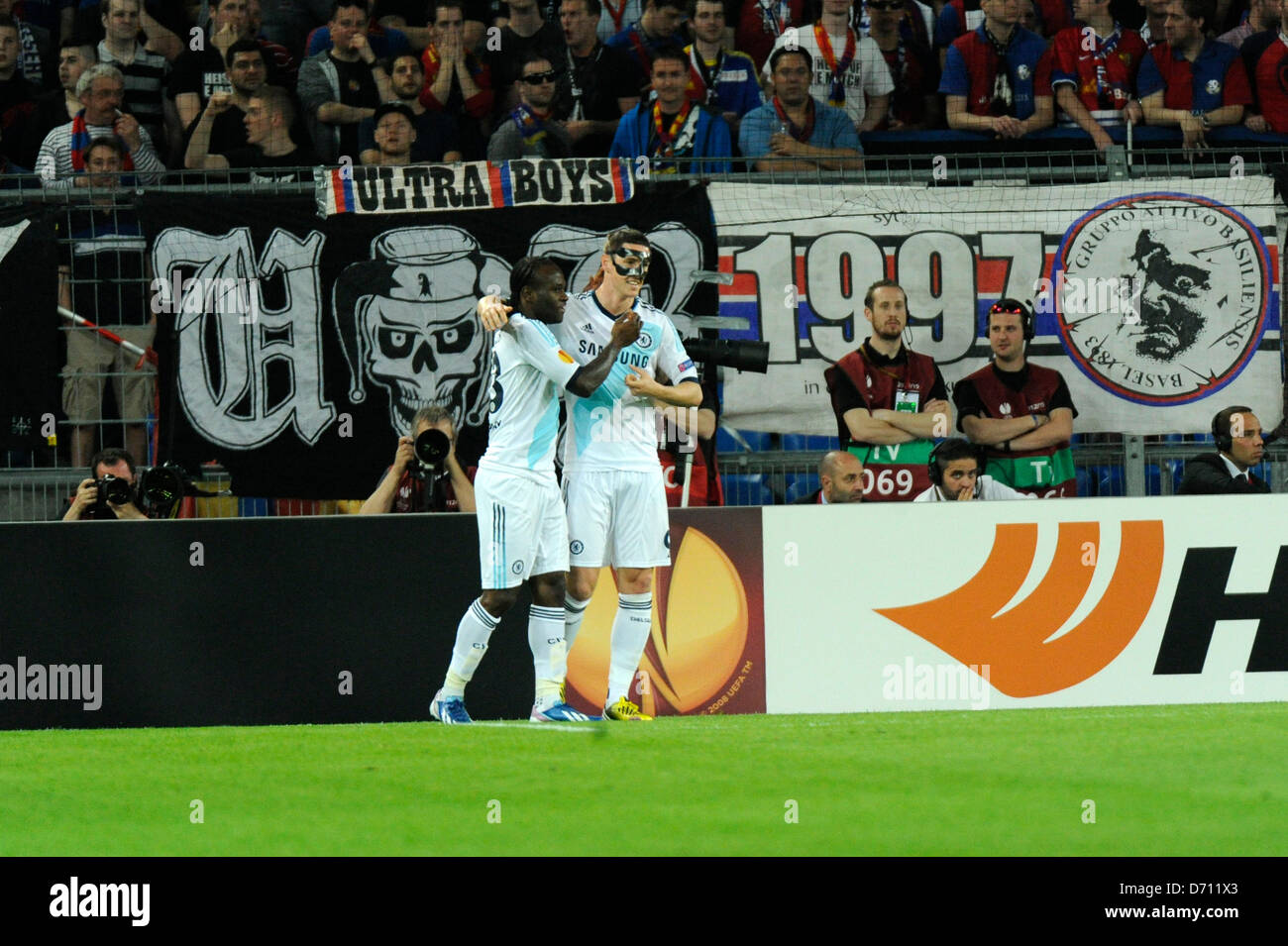 Basel, Switzerland. 25th April, 2013. Victor Moses and Fernando Torres ...