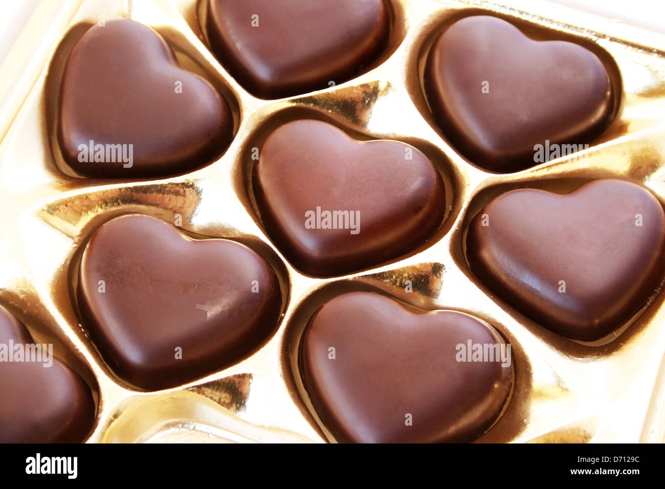 Heart shape chocolates in box Stock Photo - Alamy