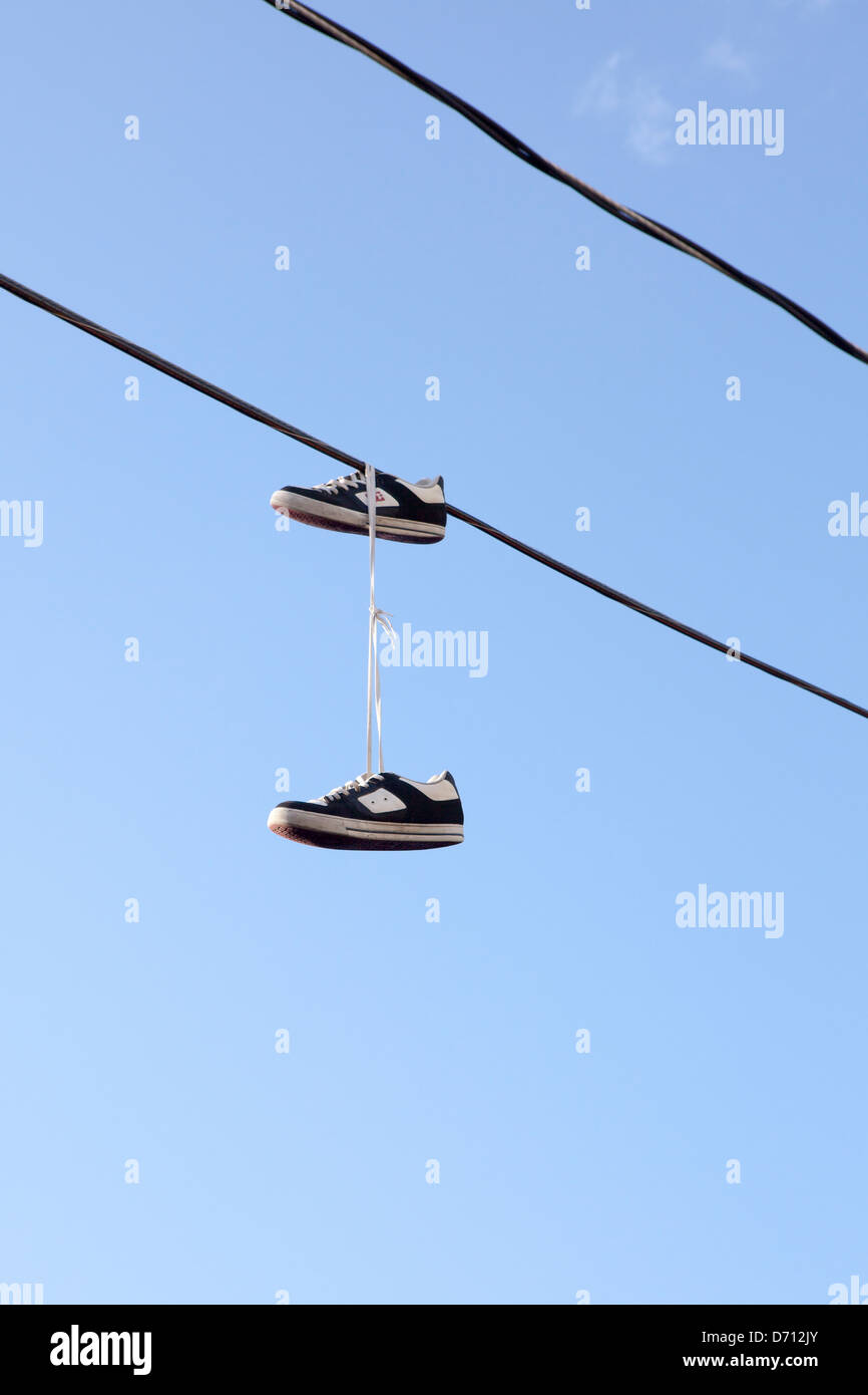 Some shoes on a string, Scranton, Pennsylvania, USA Stock Photo - Alamy