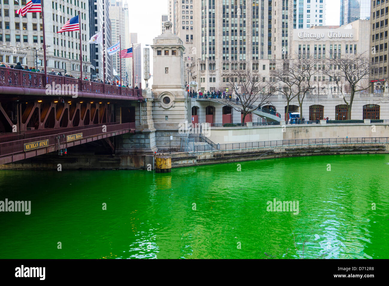 CHICAGO - MARCH 16: The Chicago River is dyed green for St. Patrick's ...