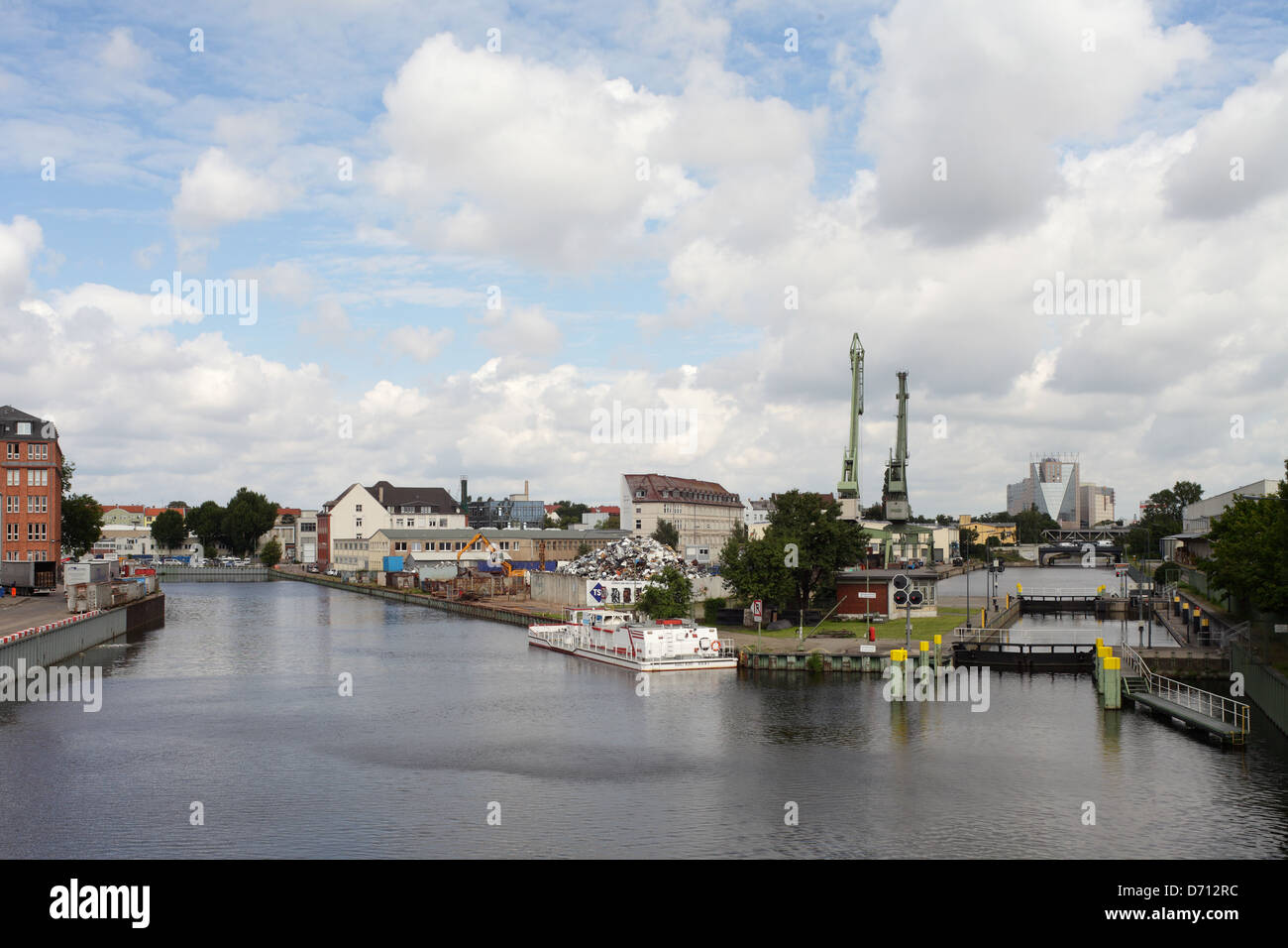Berlin, Germany, Upper Harbour and lower port on the Grenzallee Stock ...