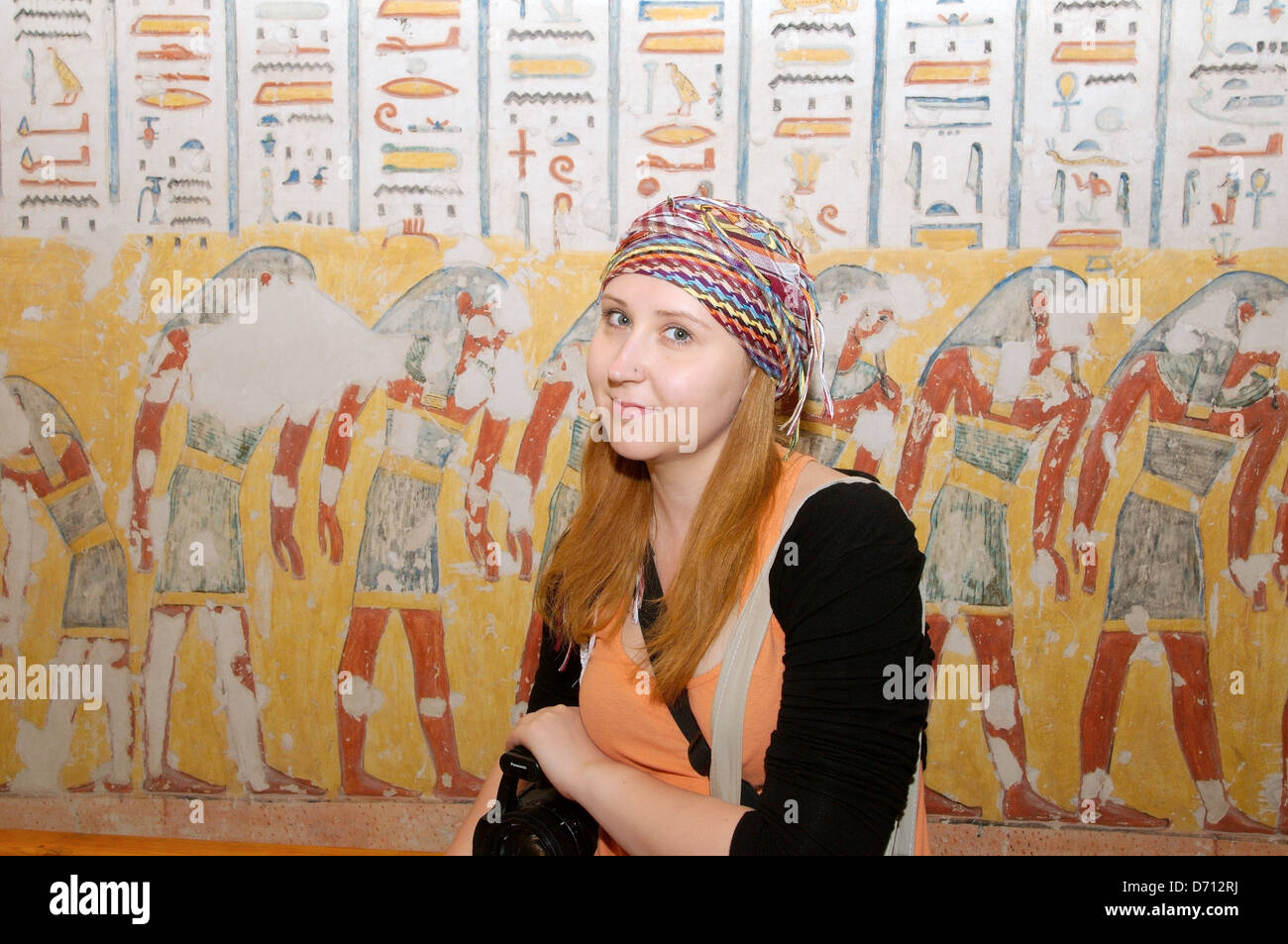 Woman in Interior, royal tomb of Ramesses IV, Tomb KV2, Valley of the ...