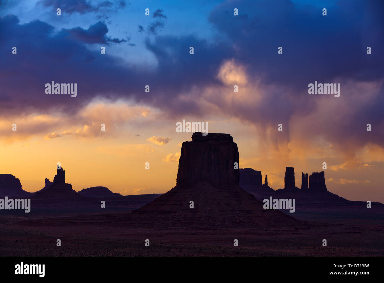 USA, Arizona, Monument Valley, Dusk with rain storm Stock Photo - Alamy