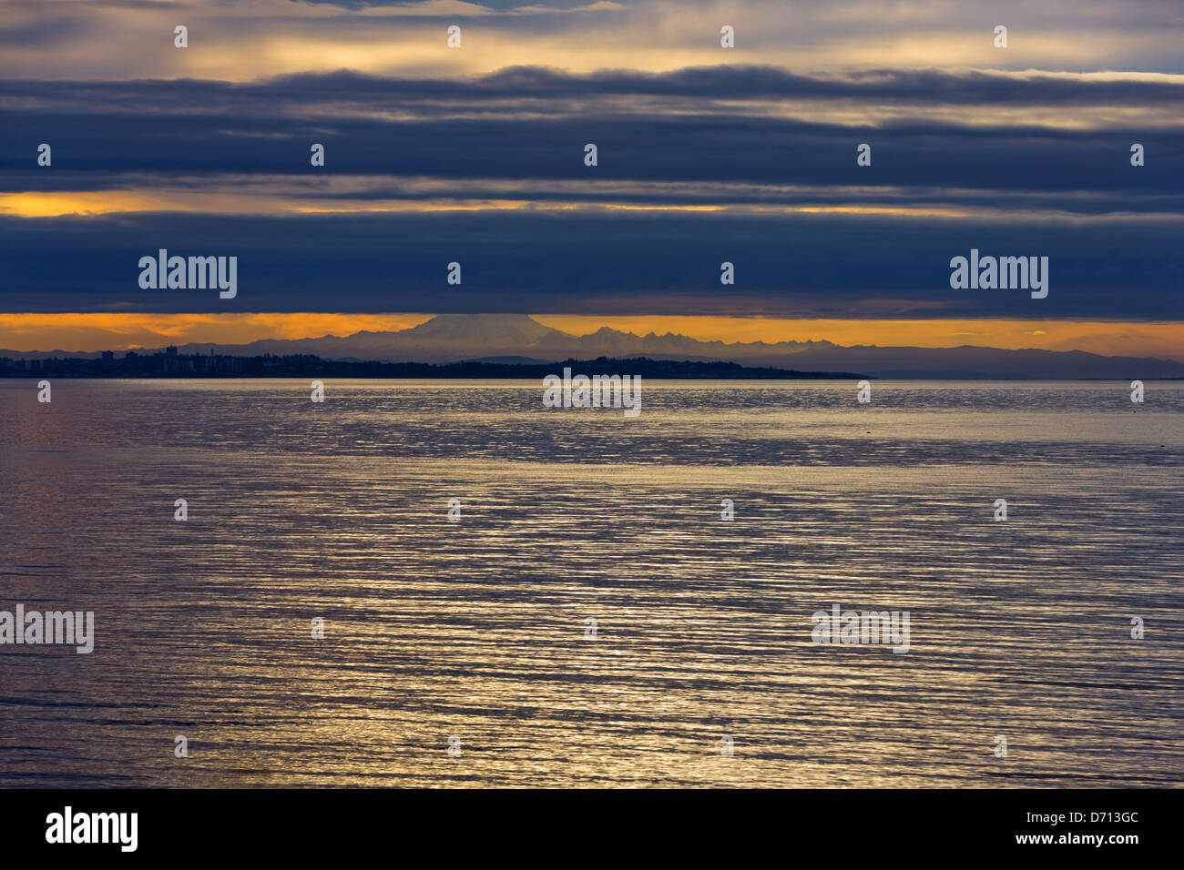 Canada, Vancouver Island, Mount Baker seen rising behind Victoria Stock ...