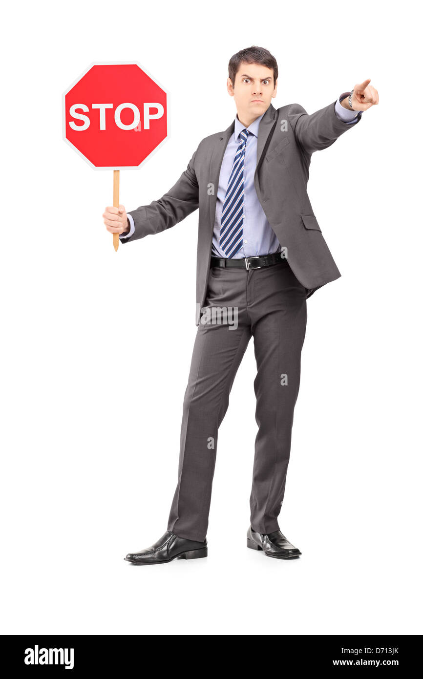 Road worker holding stop sign hi-res stock photography and images - Alamy