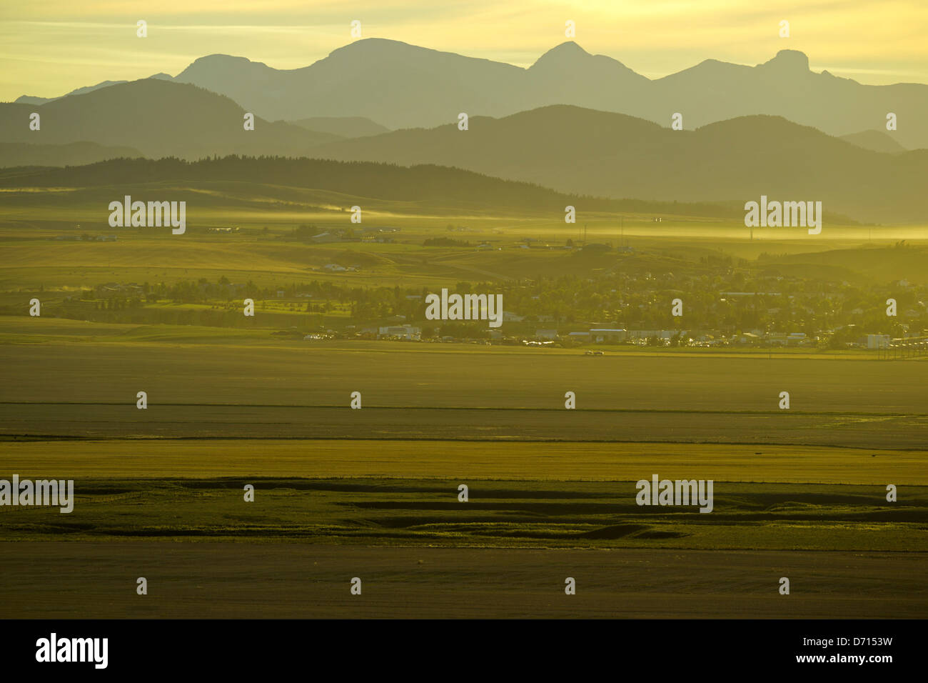 Canada, Alberta, Landscape with town of Pincher Creek Stock Photo - Alamy