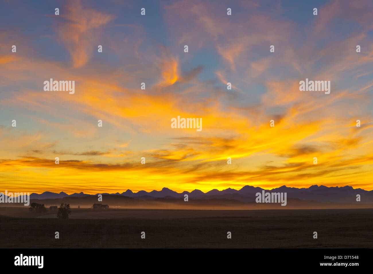 Canada, Alberta, Sunset over rural landscape Stock Photo - Alamy