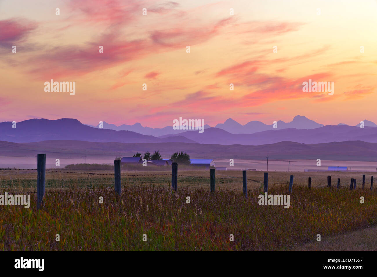 Canada, Alberta, Sunset over rural landscape Stock Photo - Alamy