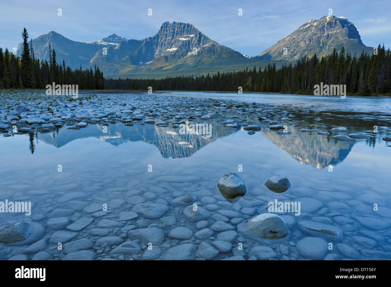 Canada, Alberta, Jasper National Park, View of Athabasca River with ...
