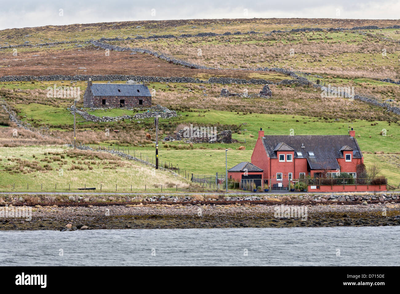 Barn in a field, Loch Ewe, Aultbea, Scotland Stock Photo - Alamy