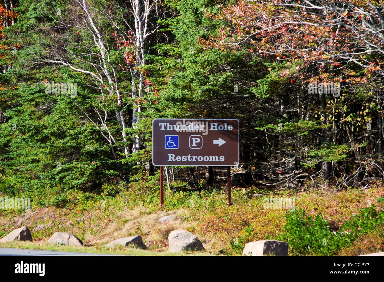 USA, Maine, Acadia National Park, Rest stop sign Stock Photo - Alamy