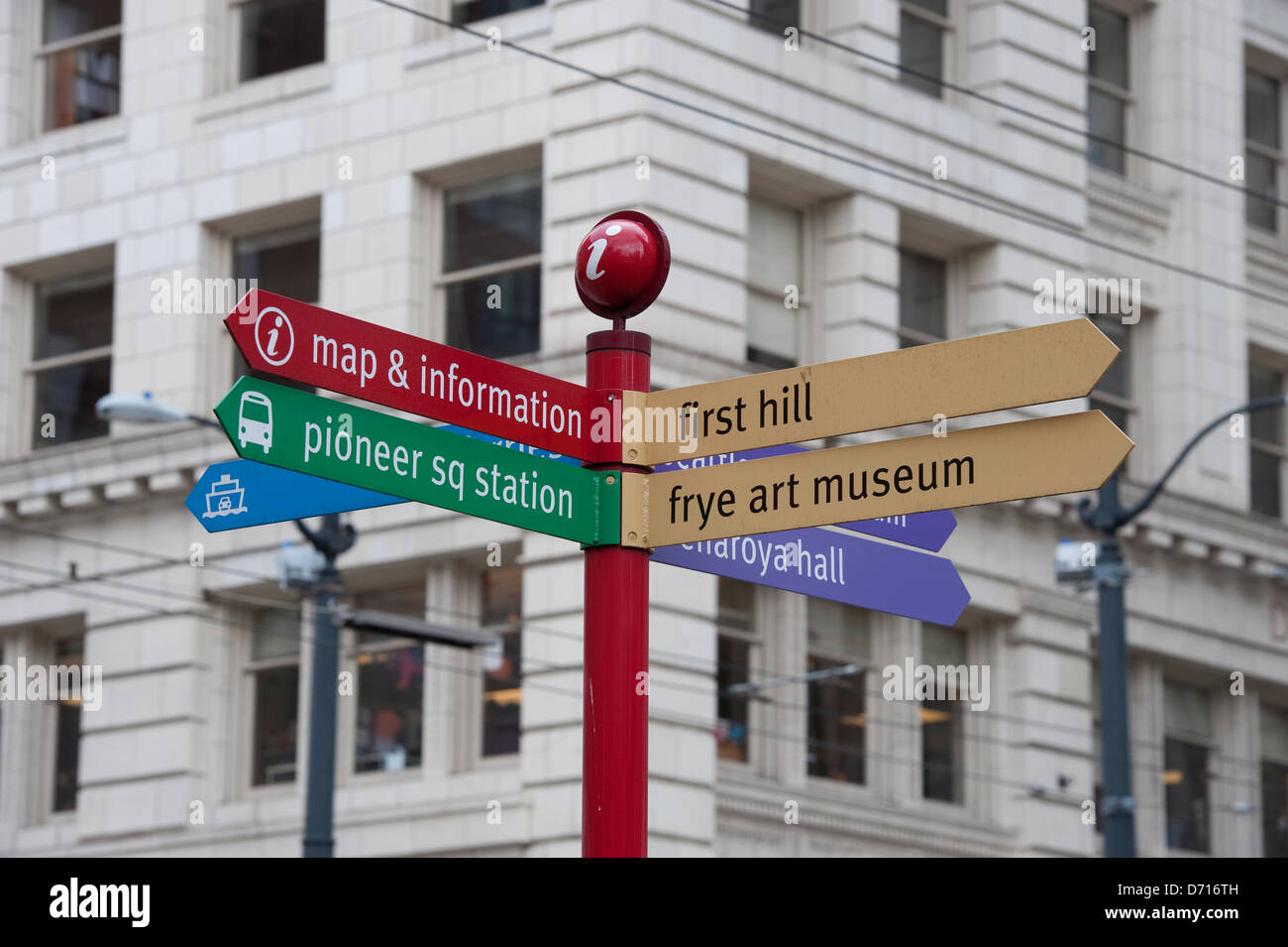 Usa, Washington State, Seattle, Downtown, Sign Post Stock Photo - Alamy