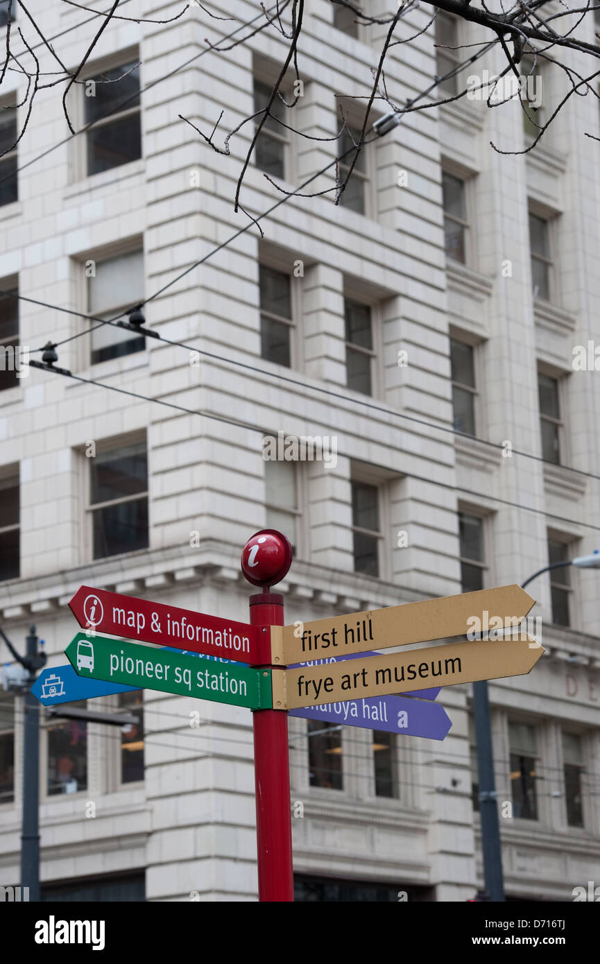Usa, Washington State, Seattle, Downtown, Sign Post Stock Photo - Alamy