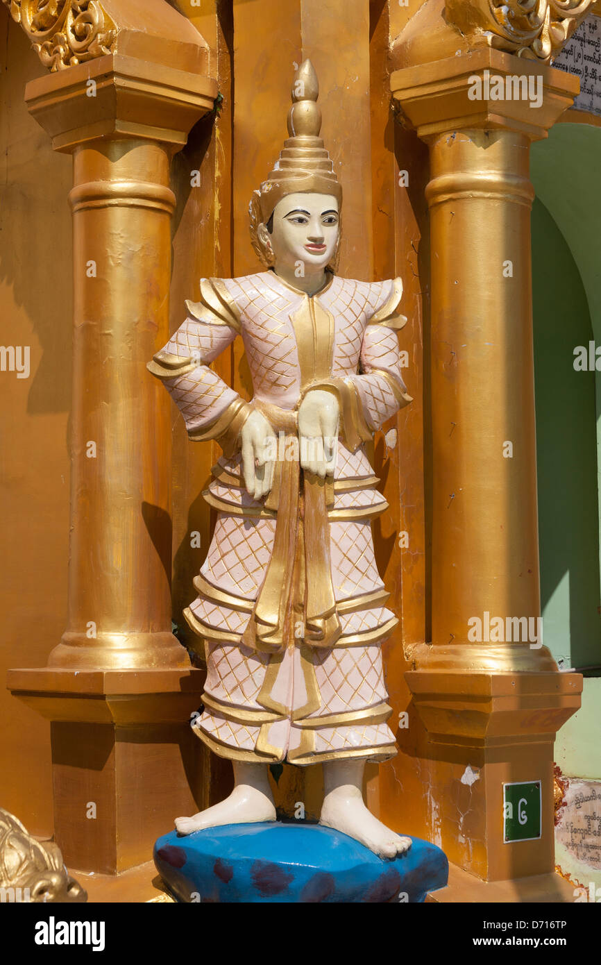 Religious statue at Shwedagon Pagoda, Yangon, (Rangoon), Myanmar ...