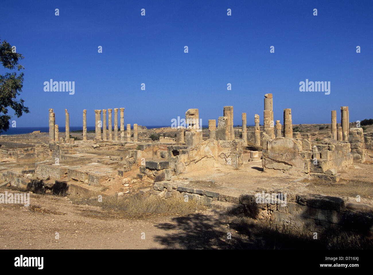 Libya, Near Benghazi, Ptolemais (Tolmeita), Colonaded Palace Stock ...