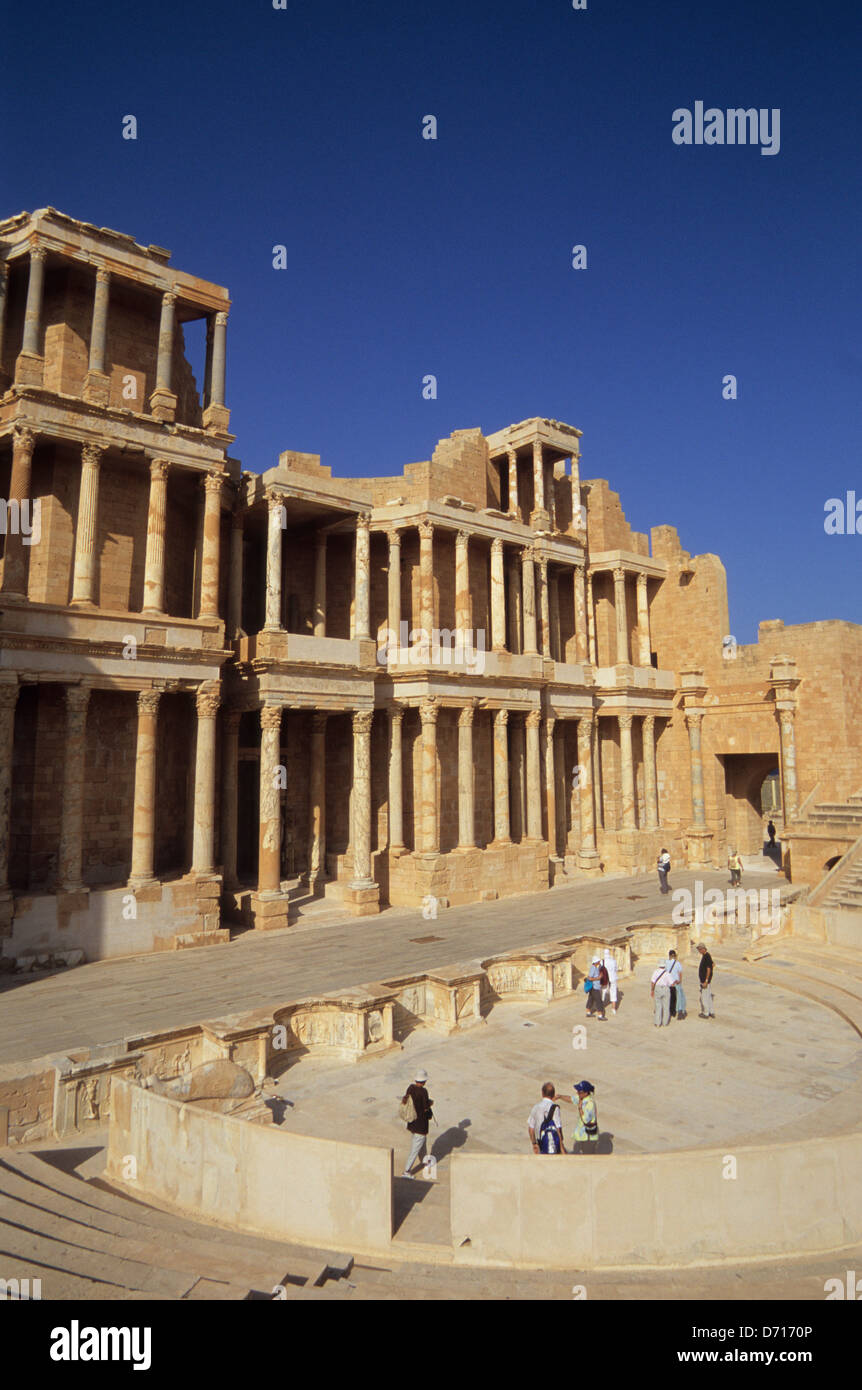 Libya, Near Tripoli, Sabratha, Roman Theatre (2Nd Century Ad), Tourists Stock Photo - Alamy