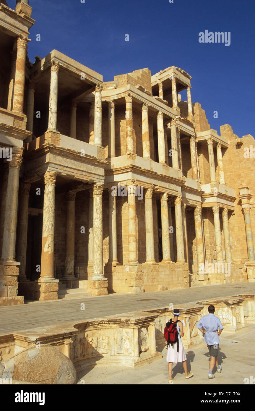 Libya, Near Tripoli, Sabratha, Roman Theatre (2Nd Century Ad), Tourists Stock Photo - Alamy