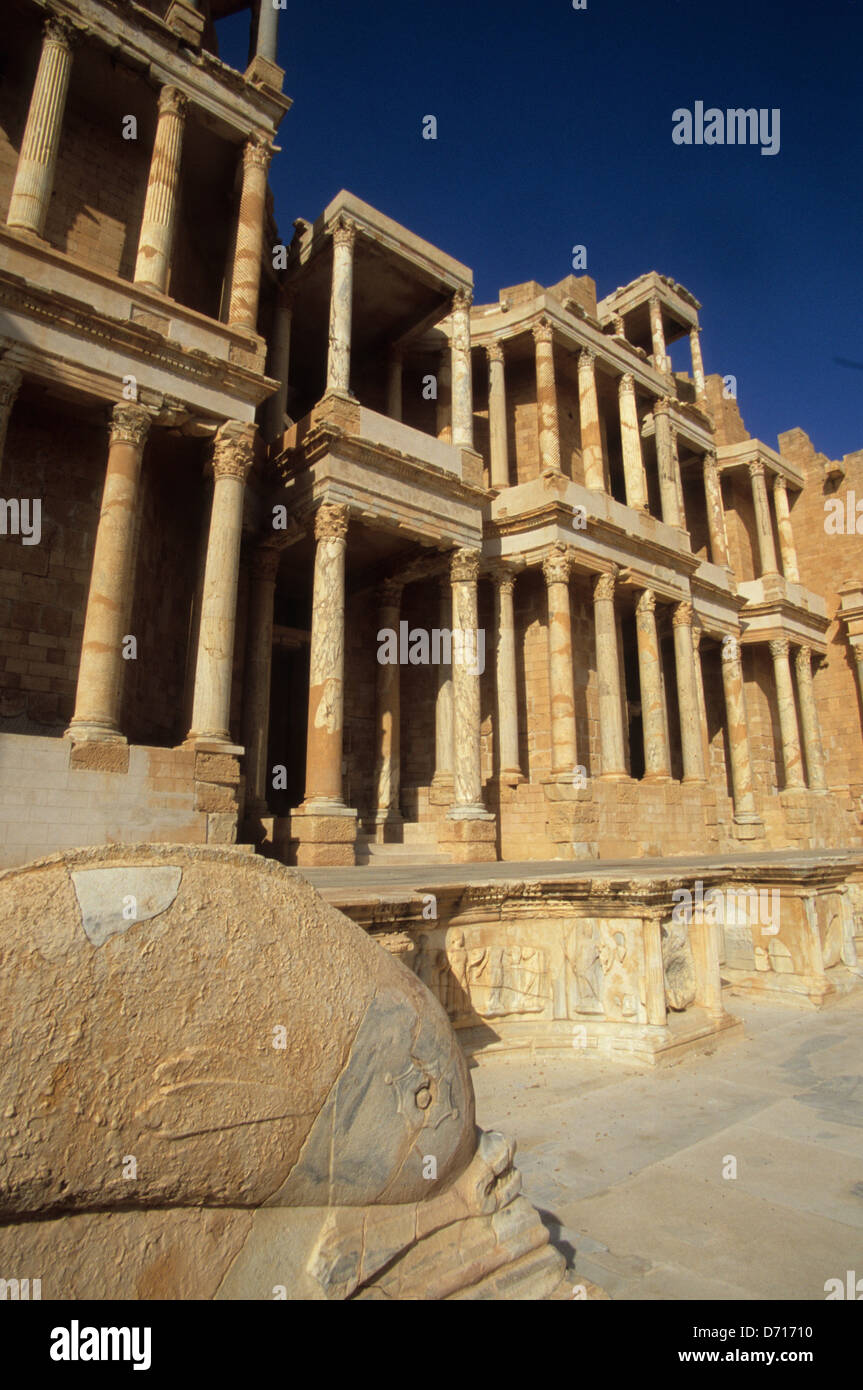 Libya, Near Tripoli, Sabratha, Roman Theatre (2Nd Century Ad), Dolphin Stone Carving Stock Photo ...