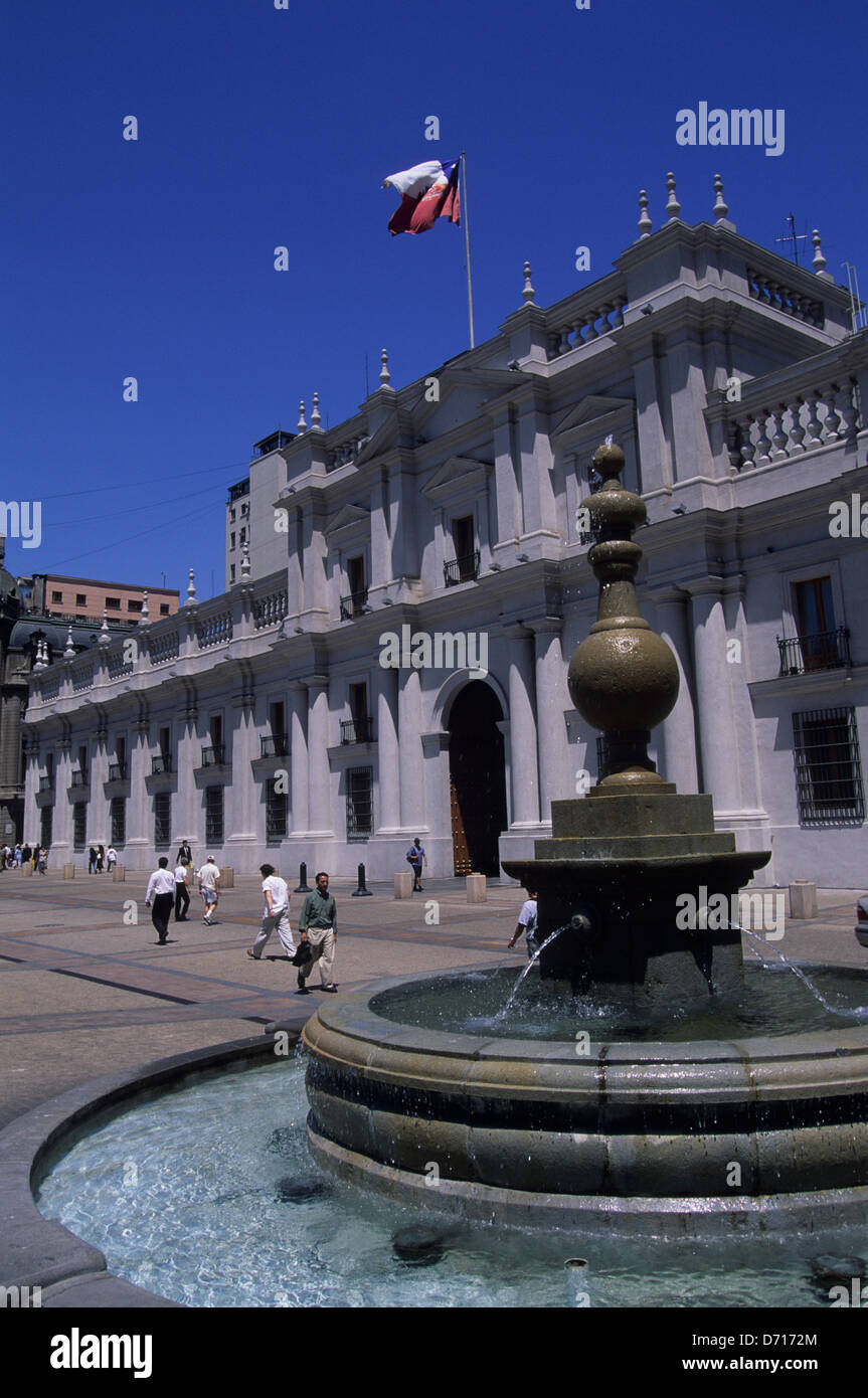 Chile, Santiago, Downtown, Government Palace, Parliament, Fountain ...