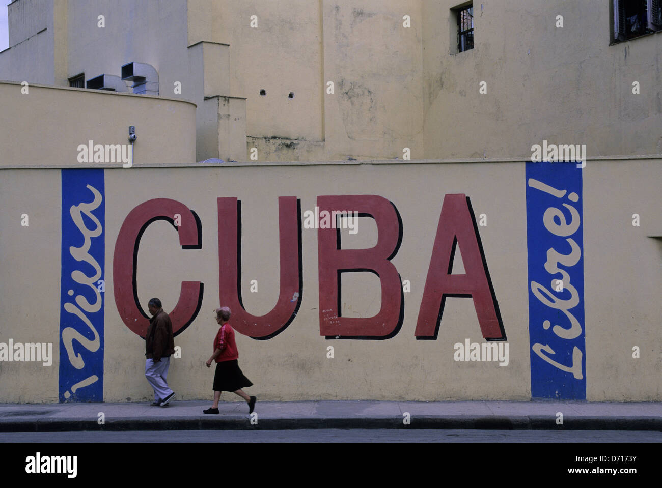 Cuba, Old Havana, Street Scene, Cuba Sign On Wall Stock Photo - Alamy