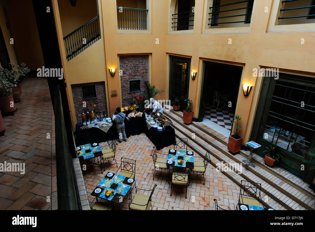 Inner Courtyard With Breakfast Buffet At Hotel De La Opera In La ...