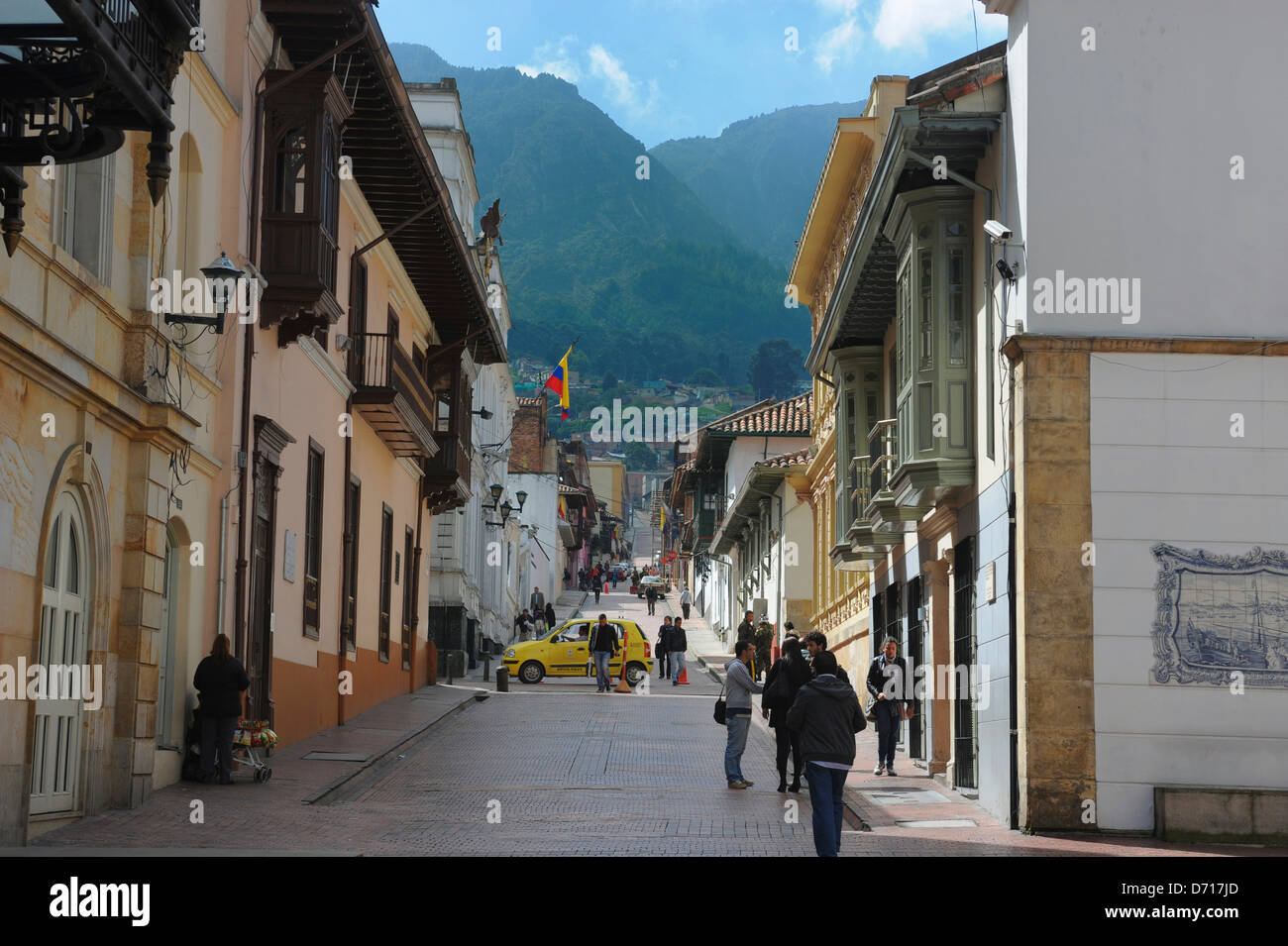 Street Scene In La Candelaria, The Old Town Of Bogota, Colombia Stock ...