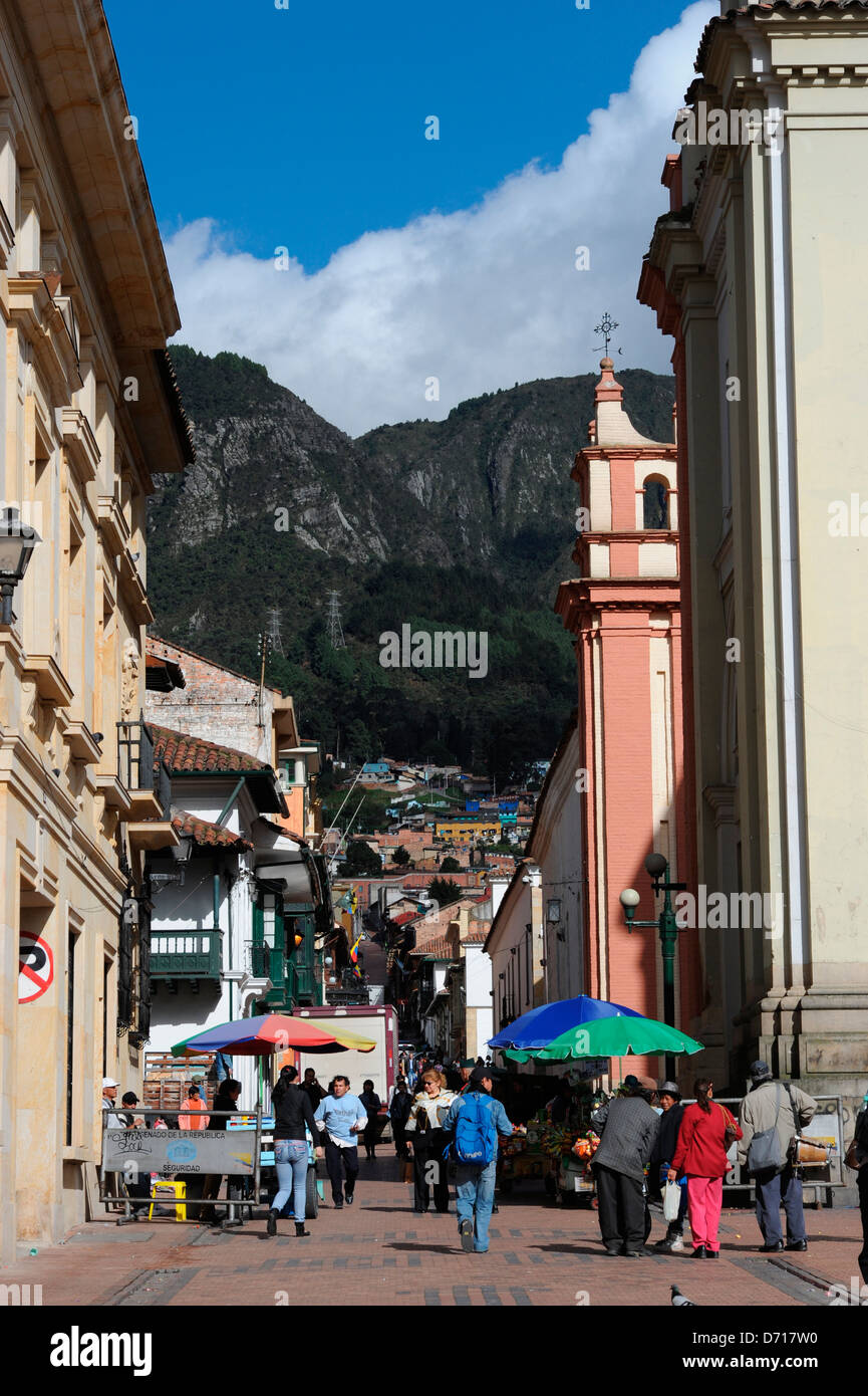 Street Scene In La Candelaria, The Old Town Of Bogota, Colombia Stock ...