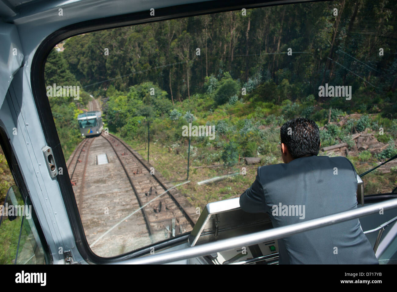 Riding Up The Monserrate Hill With Funicular, Bogota, Colombia Stock ...