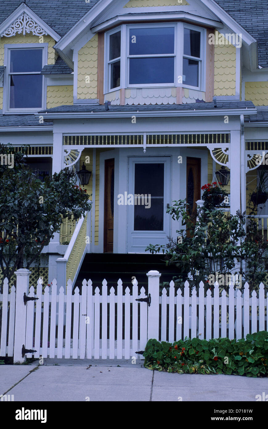 USA, Michigan, Lake Huron Mackinac Island, Village, Victorian Style ...