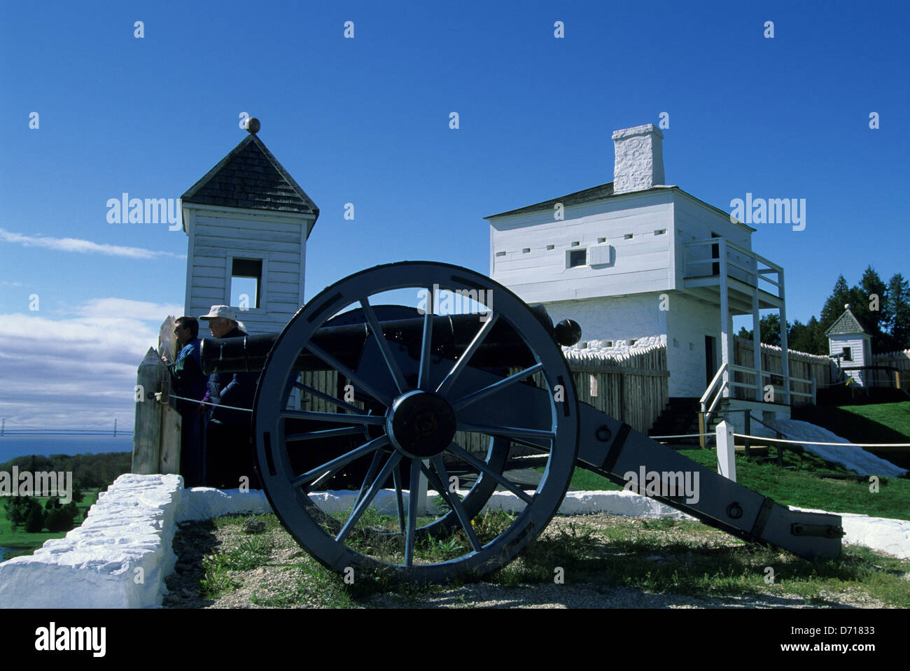 USA, Michigan, Lake Huron, Mackinac Island, Fort Mackinac, Cannon, West ...