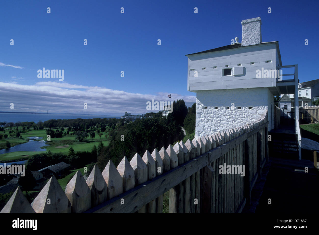 USA, Michigan, Lake Huron, Mackinac Island, Fort Mackinac, Wall, West ...