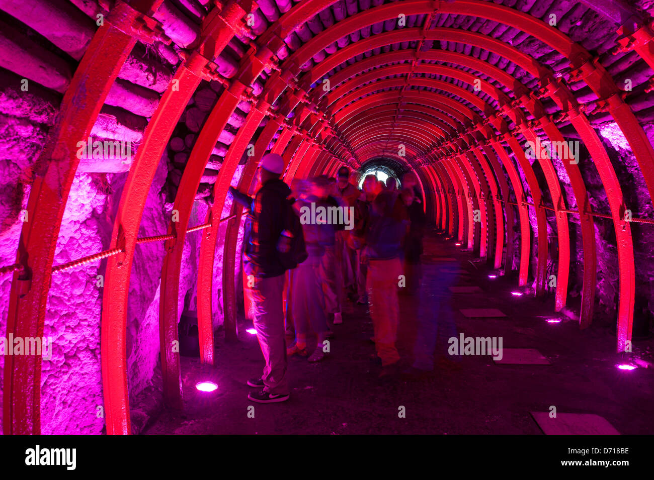 Mine Tunnel With Colorful Lighting Leading To The Salt Cathedral In ...