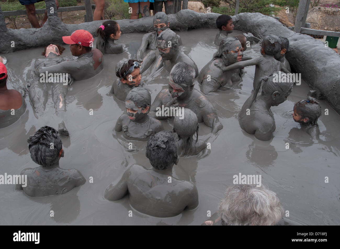 People Taking Mud Bath In Crater Of Totumo Volcano Near Cartagena, Colombia Stock Photo - Alamy