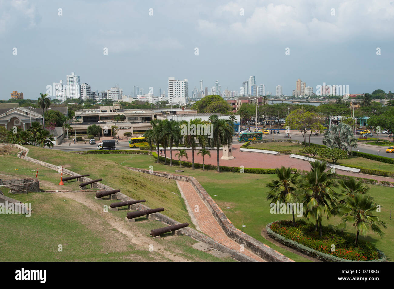 View Of City From San Felipe Castle In Cartagena, Colombia Stock Photo ...