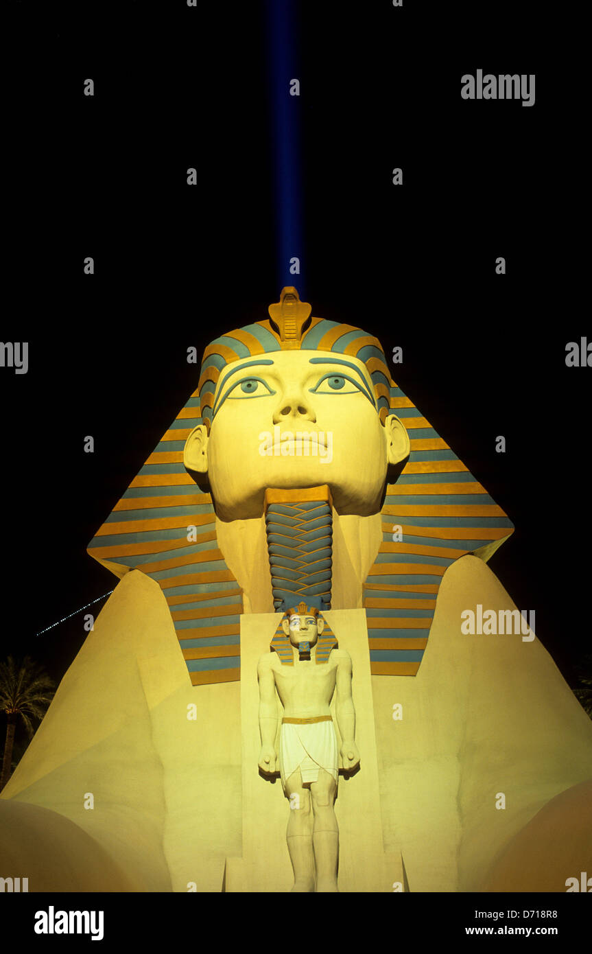 USA, Nevada, Las Vegas, Luxor Hotel, Sphinx At Night, Light Beam Stock ...