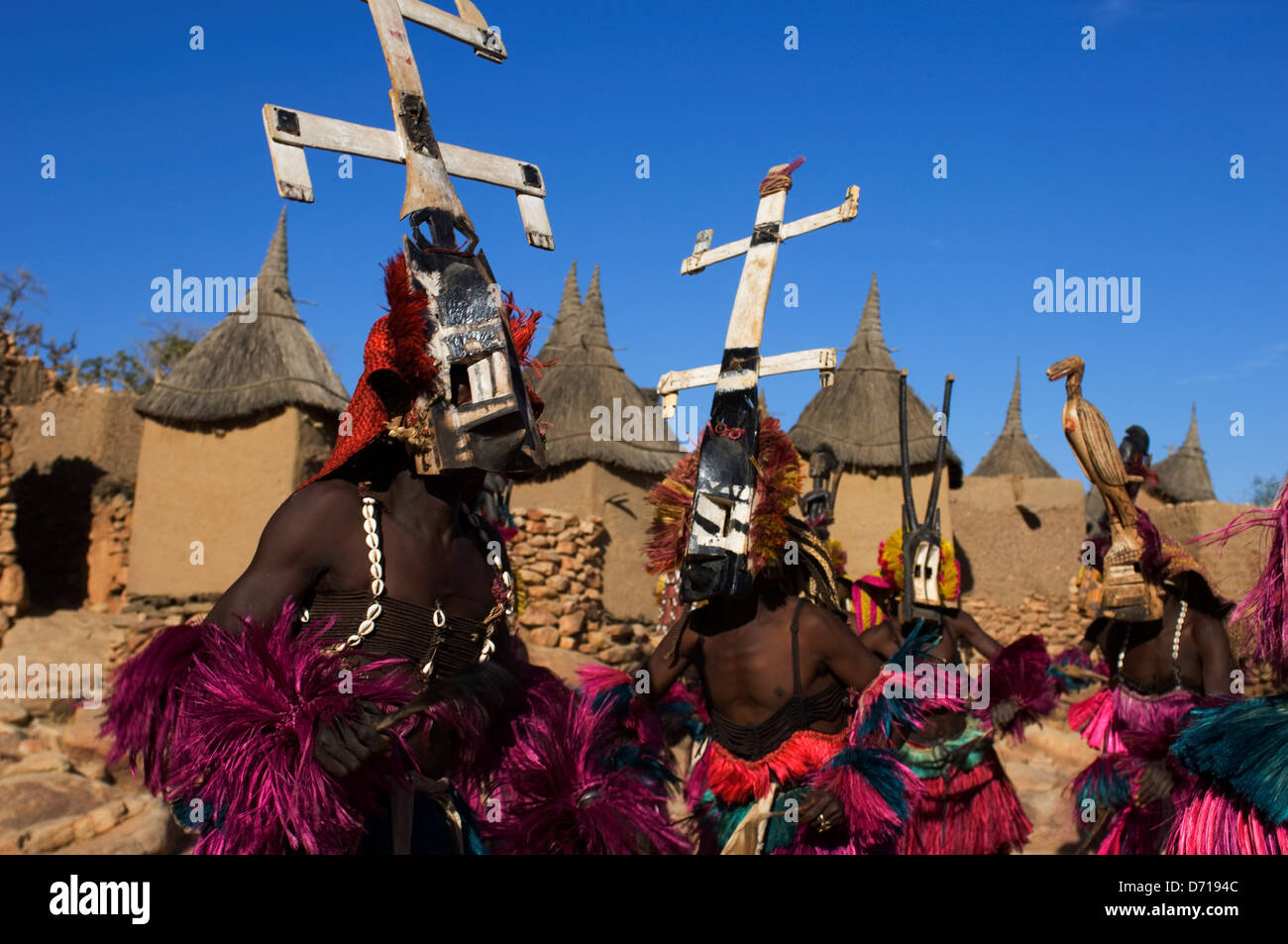 Mali, Near Bandiagara, Dogon Country, Bandiagara Escarpment, Traditonal ...