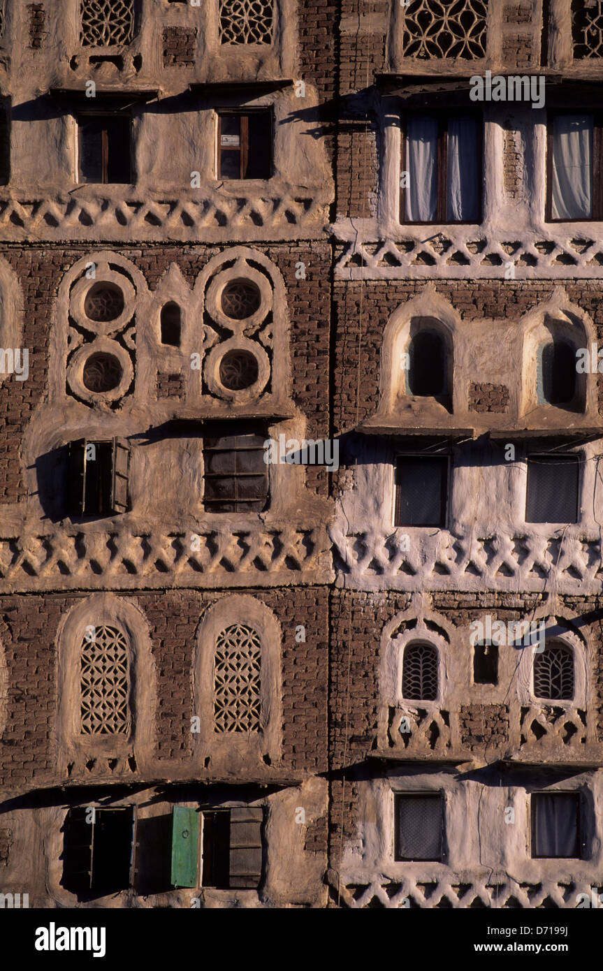 Yemen, Sana'A, Old Town, Local Architecture, Detail Of Houses, Windows ...