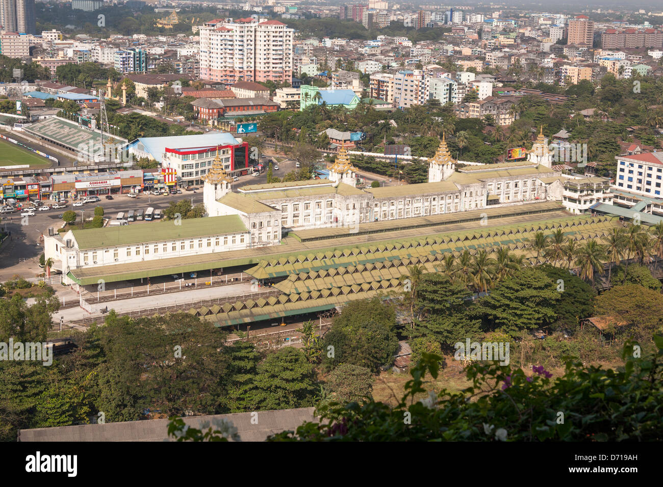 Yangon Central Railway Station, taken from Sakura Tower, Yangon ...