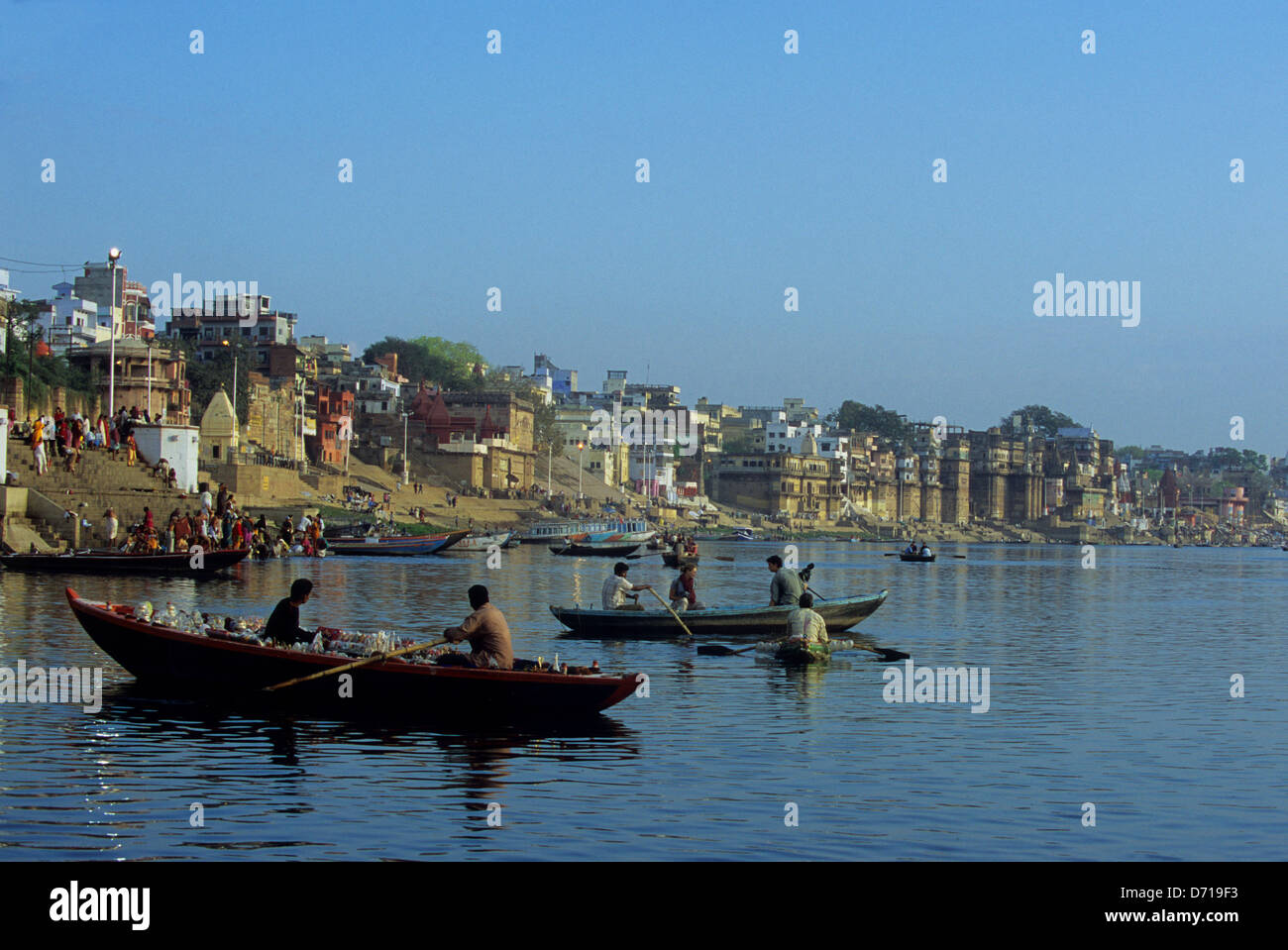 India, Varanasi, Ganges River, Riverfront With Ghats Stock Photo - Alamy