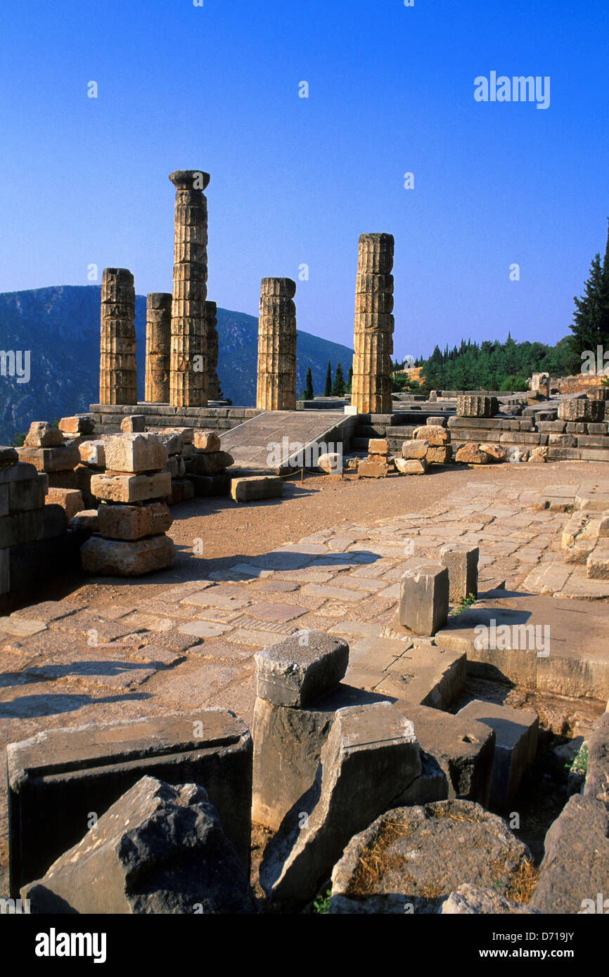 Greece, Delphi, Sanctuary Of Apollo, Temple Of Apollo Stock Photo - Alamy